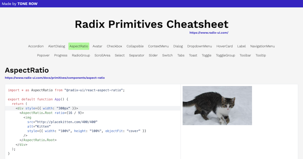 Radix Primitives Cheatsheet Radix Primitives Cheatsheet